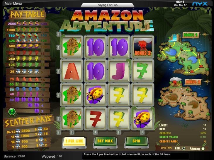 Amazon Adventure – An Amaya Software Video Slot Game.